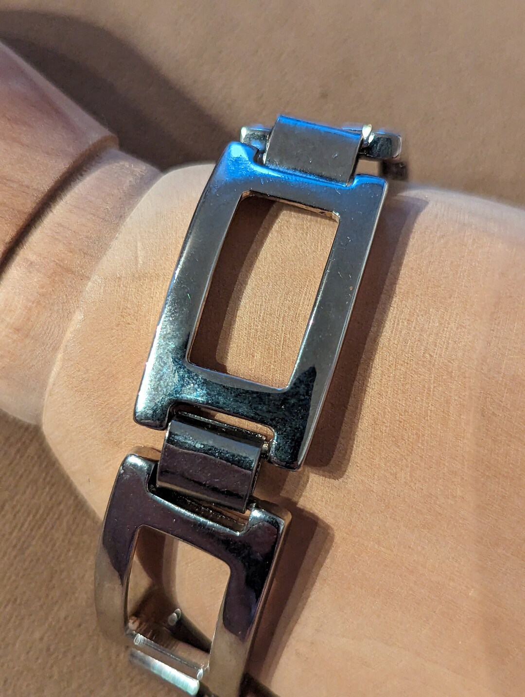 Vintage Silver Rectangle Link Bracelet - Etsy