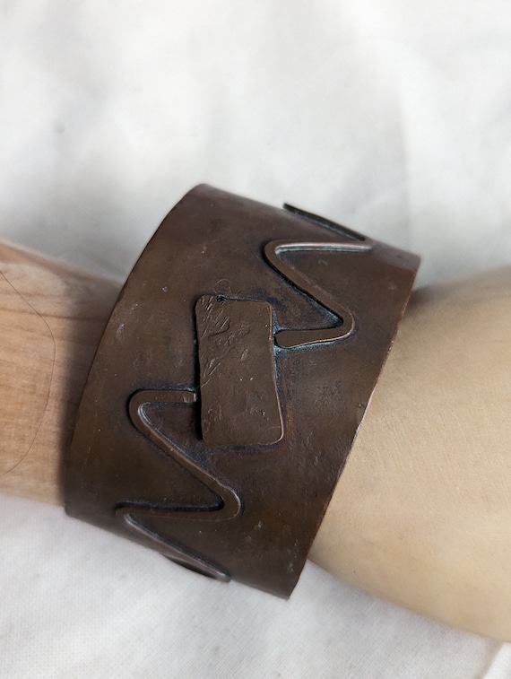 Artisan Metal Cuff Bracelet With Natural Stone - Gem