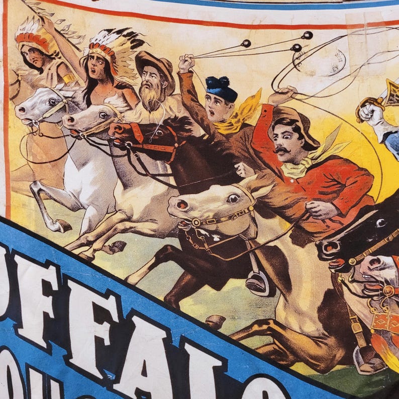 Buffalo Bill Wild West Show Art Poster Print Scarf 125 X 125 Cm 100% ...
