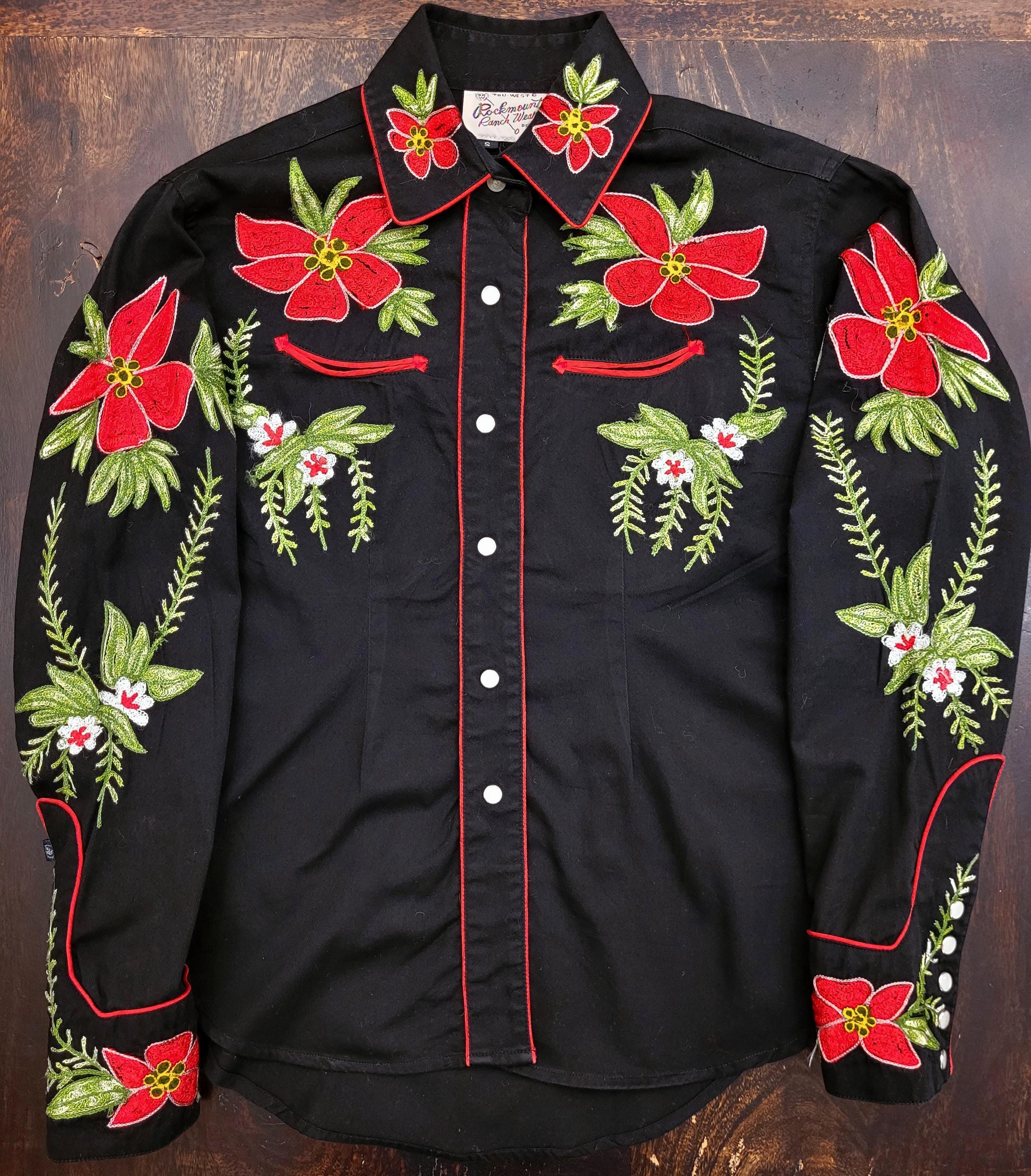 Chemise Western à Broderies Florales Vintage Rockmount Ranchwear Femme ...