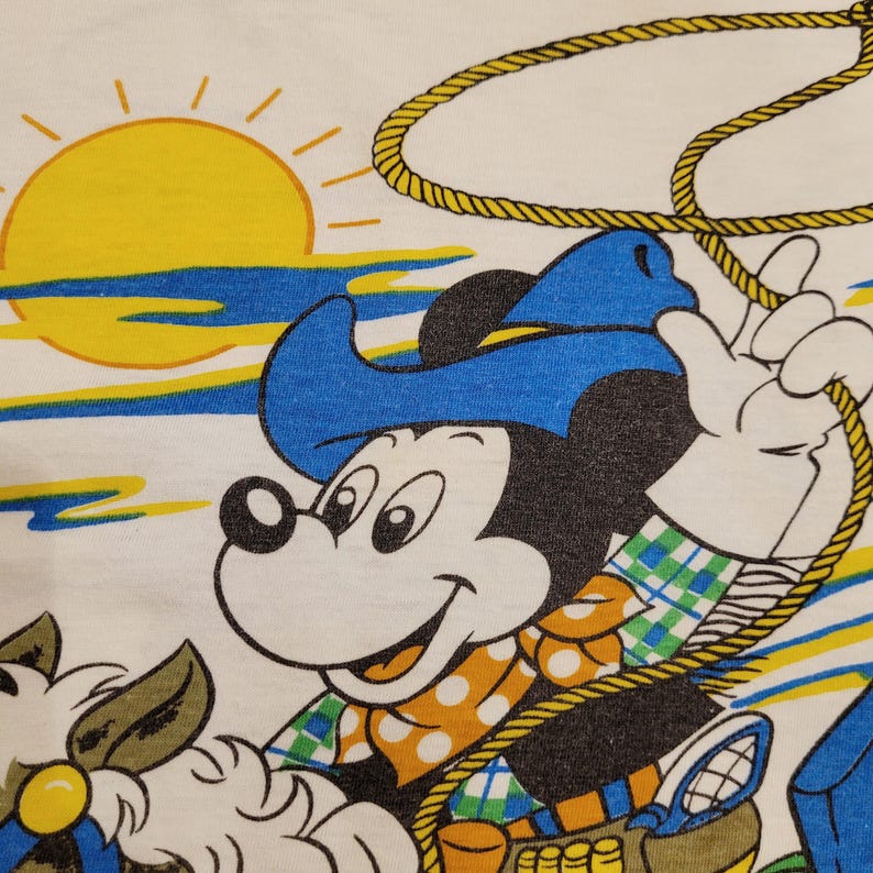 Vintage 90s Rare Disney Mickey Mouse Cowboy T Shirt Size S - Etsy