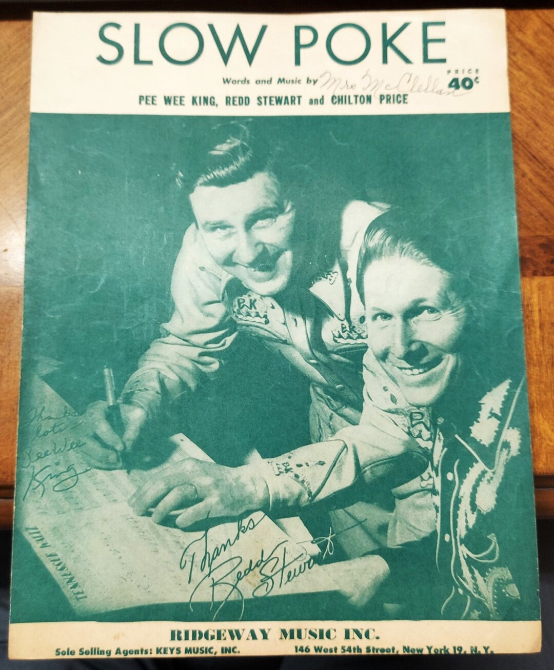 Slow Poke Sheet Music Pee Wee King, Redd Stewart, Chilton Price - Etsy