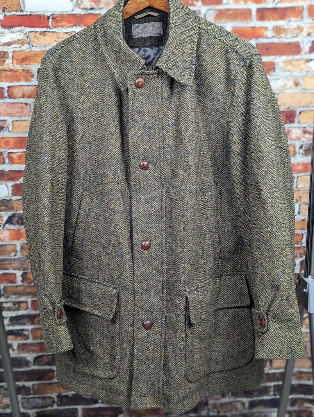 Harris Tweed Field Coat Wool Hunting Jacket 52 Odermark Xl2xl Etsy