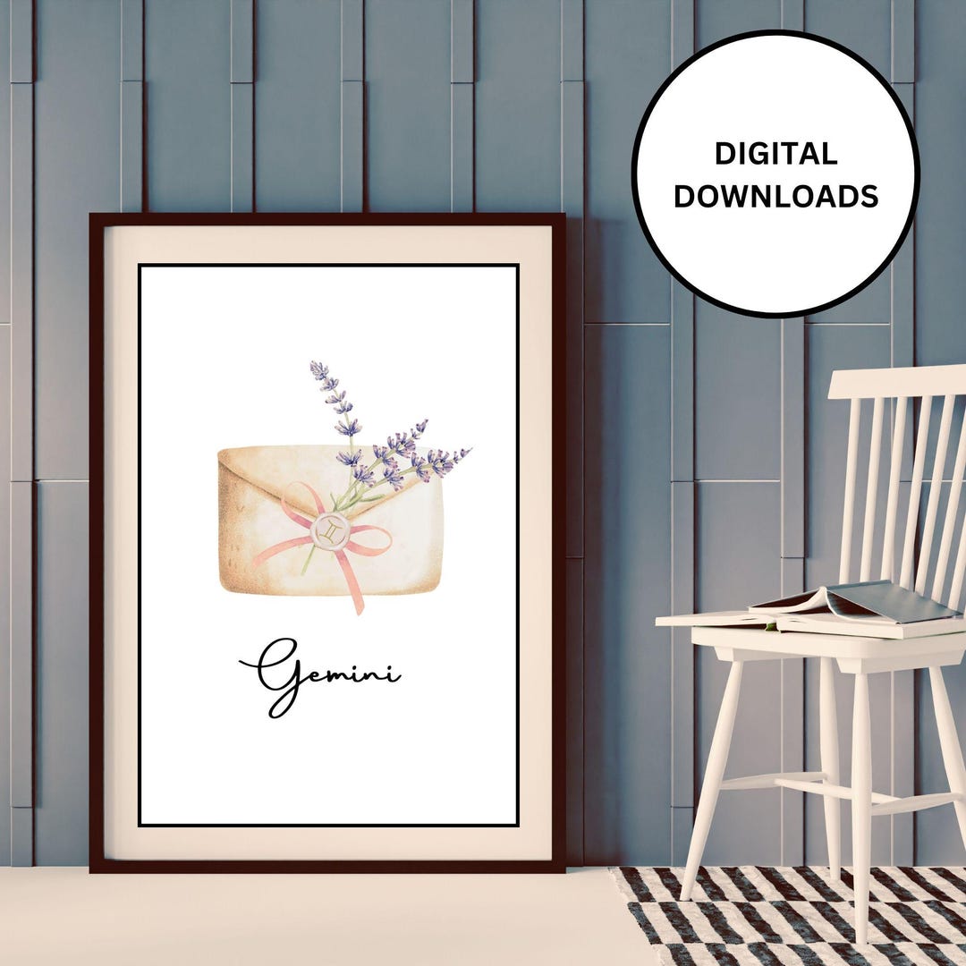 Gemini Zodiac Sign Print, Star Sign Personalized Prints, Printable Wall ...