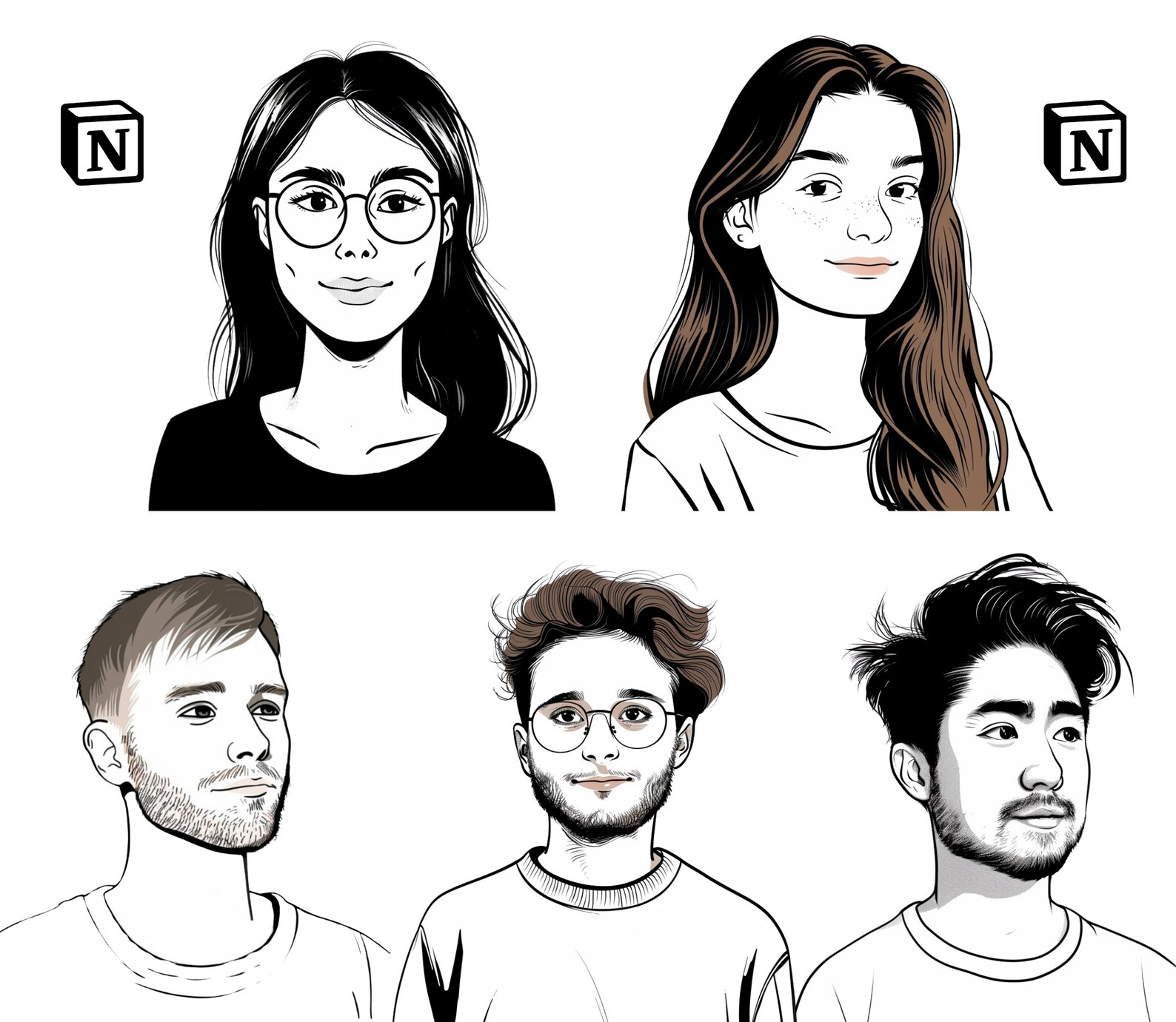 Custom Notion Style Avatar, 100% Personal Avatar, Customizable Digital Art, Digital File ...