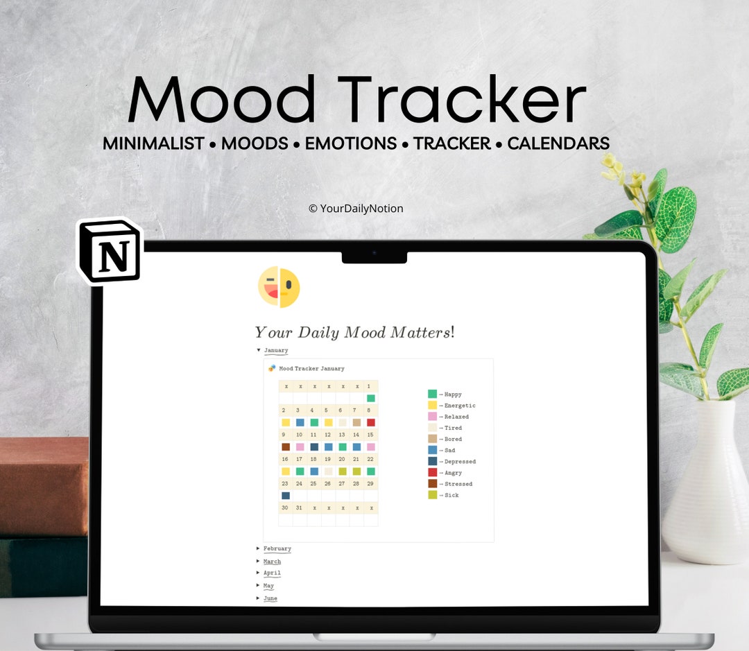 Digital Mood Tracker, Mood Journal Notion Template, Mood Calendars ...