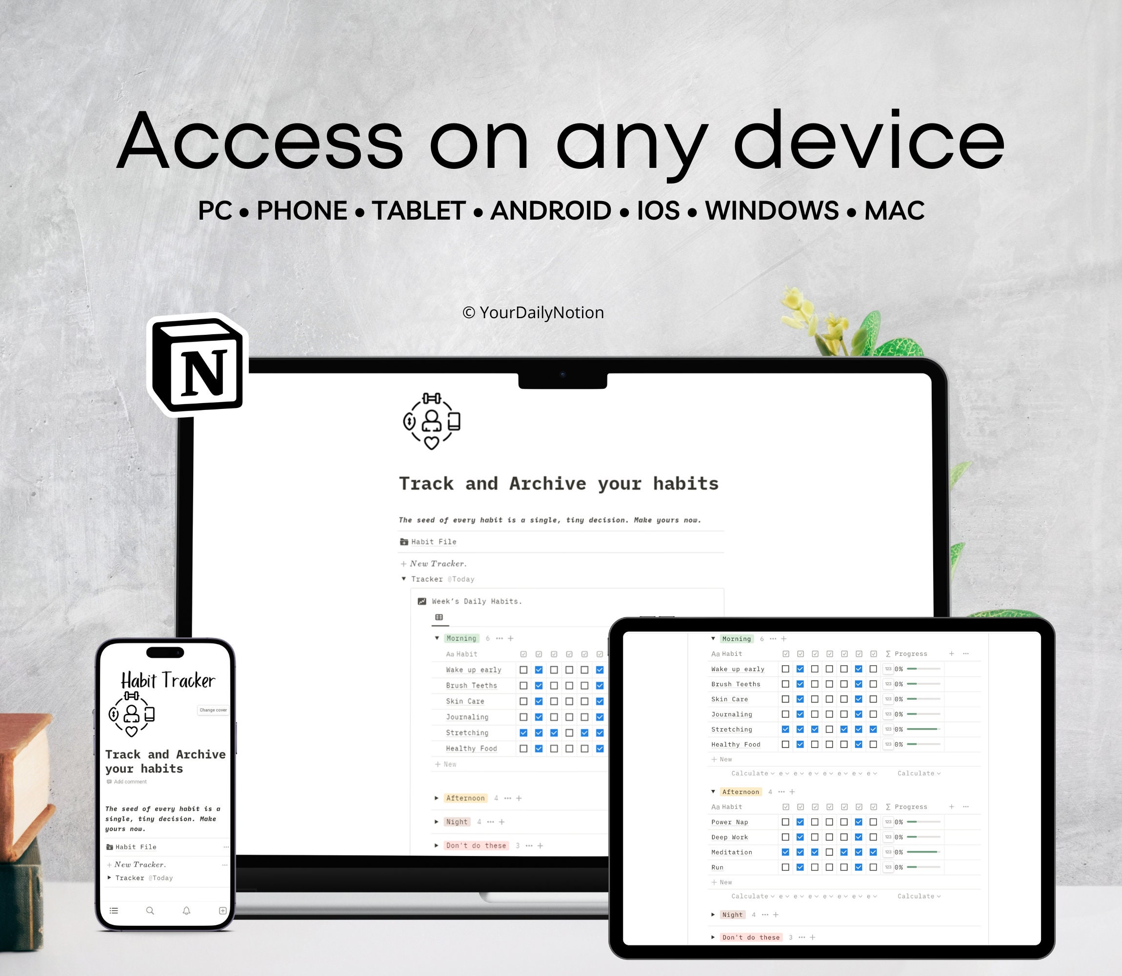 Habit Tracker Notion Template, Digital Habit Tracker, Habit Archive ...