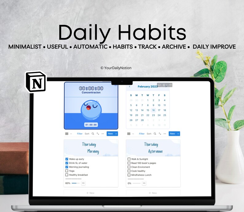 Habit Tracker Notion Template, Digital Habit Tracker, Daily Habits ...