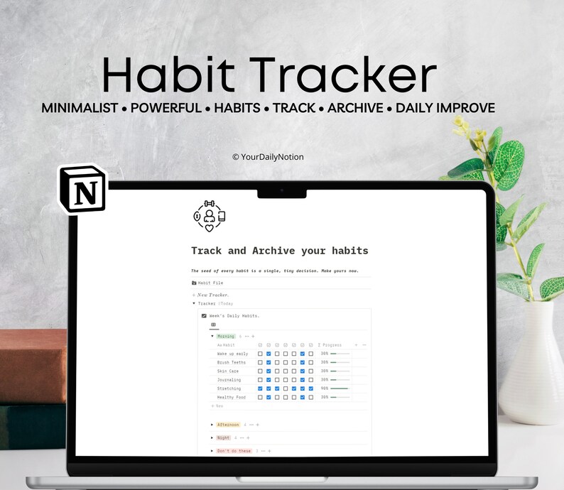 Habit Tracker Notion Template, Digital Habit Tracker, Habit Archive ...
