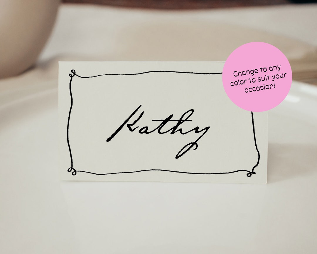 Editable Table Place Cards Template, Hand Drawn, Whimsical Name Cards ...