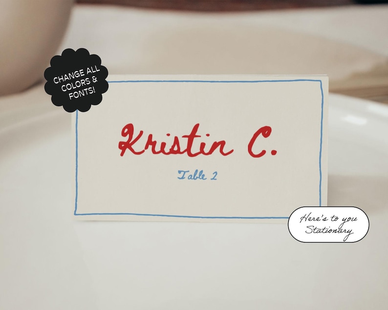 Editable Hand Drawn Name Card Template, Colorful Menu, Hand Drawn ...