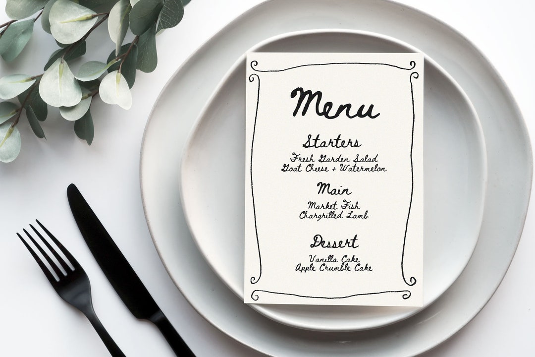 Editable Hand Drawn Menu Template, Hand Written, Whimsical, Quirky ...