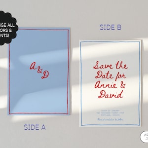 Wedding Save the Date Template, Invitation, Hand Drawn Border, Quirky ...