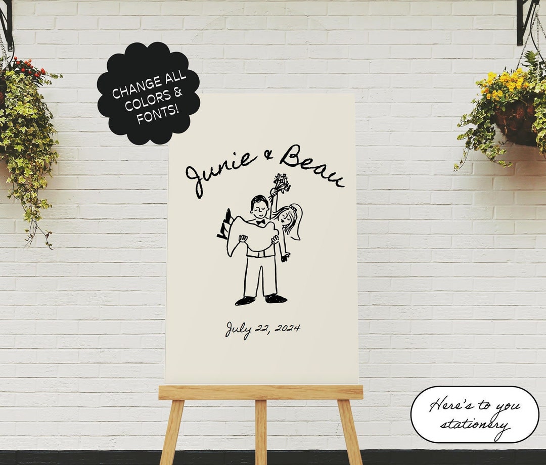 Welcome Sign Template, Cute People Retro Style, Hand Drawn Scribble ...