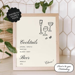 Editable Hand Drawn, Cocktail Menu, Bar Menu, Hand Written, Printable ...