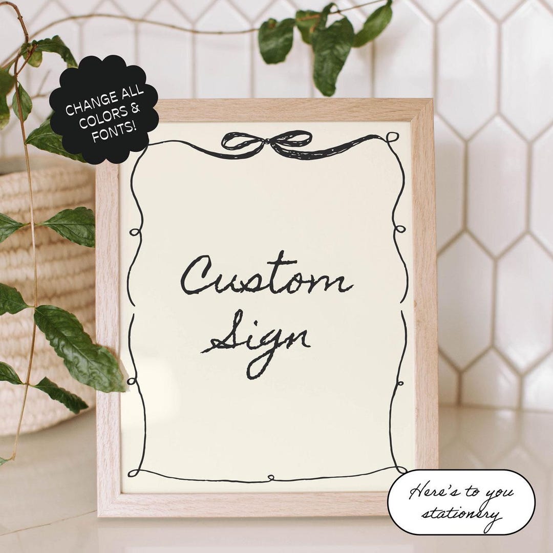 Editable Custom Sign Template, Hand Drawn, Handwritten, Fun Illustrated ...