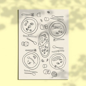 Editable Hand Drawn Menu or Dinner Invite, Scribble Illustration ...