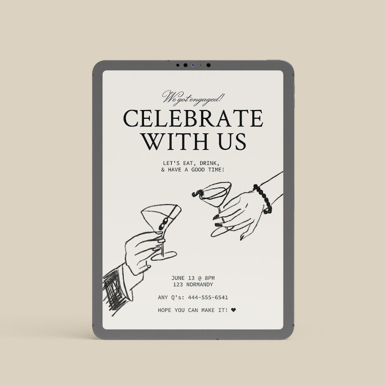 Party Invitation, Hand Drawn Vintage Scribble Illustration, Cheers ...