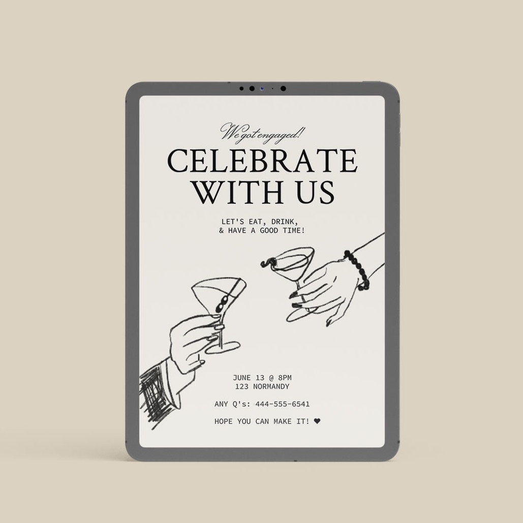 Party Invitation, Hand Drawn Vintage Scribble Illustration, Cheers ...
