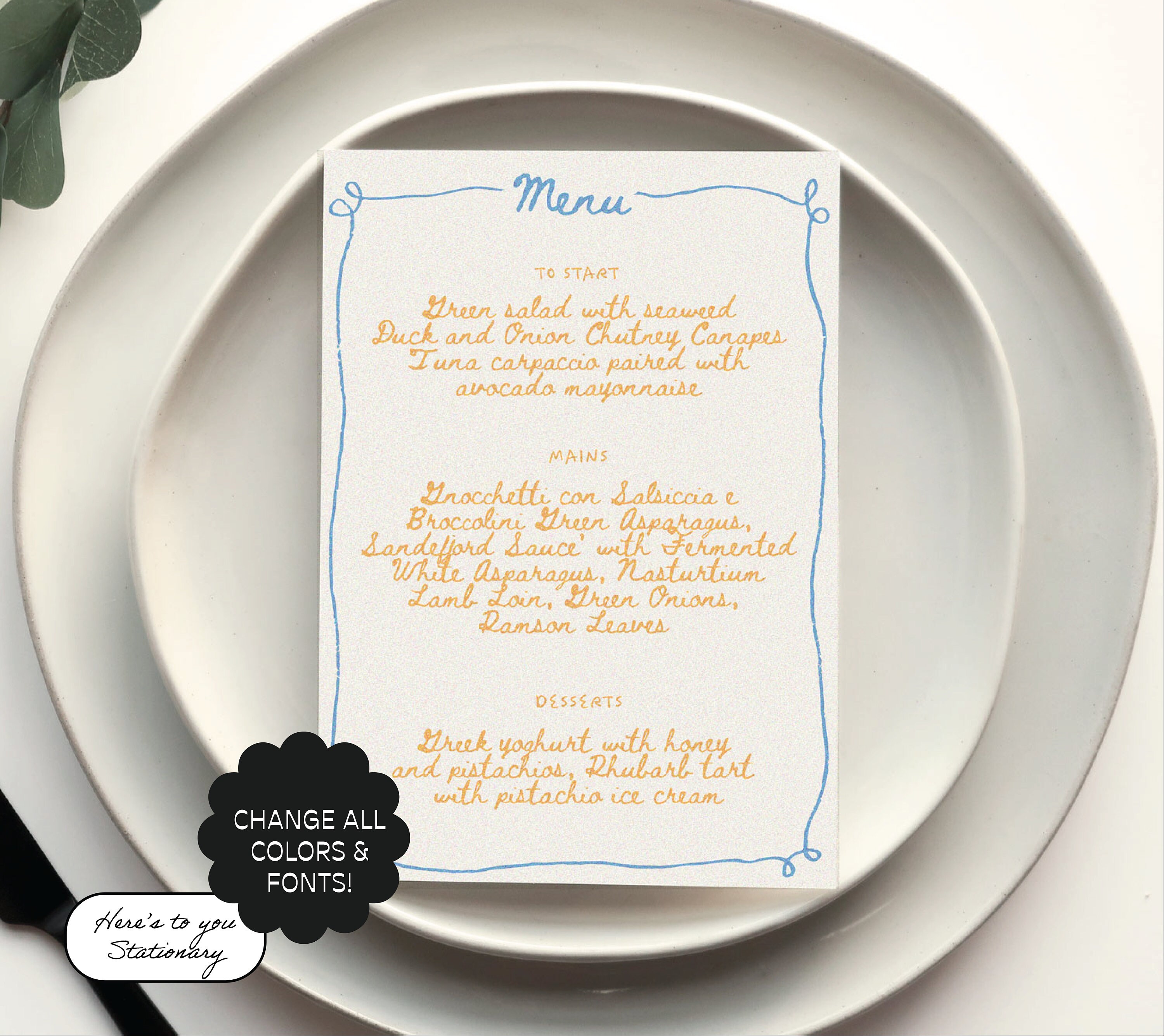 Editable Printable Menu Hand Drawn Wedding Stationary Hand - Etsy Australia
