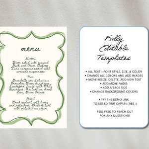 Editable Hand Drawn Menu + Name Card Template, Colorful Handwritten ...