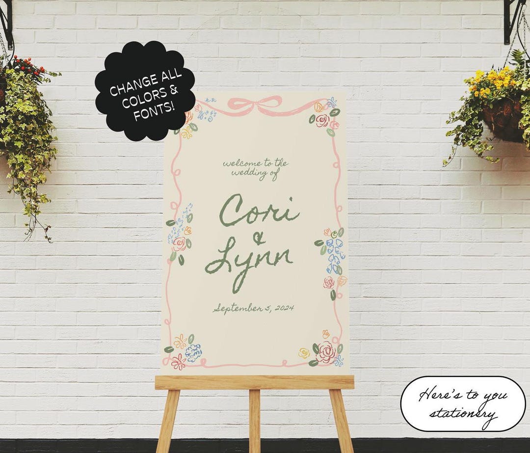 Welcome Sign Template,event Sign, Hand Drawn, Handwritten Fonts ...
