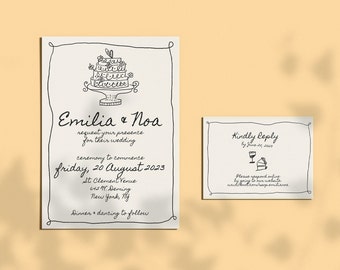Party Invitation Hand-drawn Vintage Scribble Illustration - Etsy UK