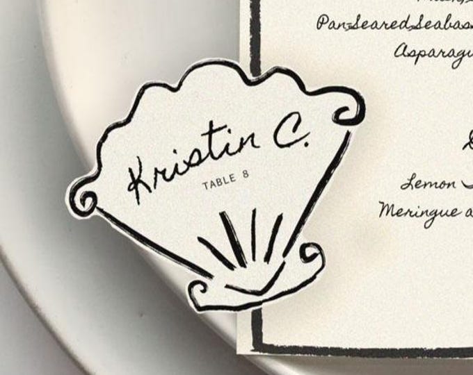 Name Card Template, Shell Place Card, Hand Drawn Seashell, Handwritten ...