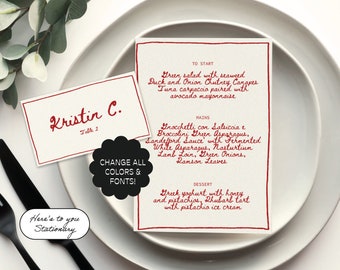 Editable Hand Painted Menu Name Card Template, Colorful Handwritten ...