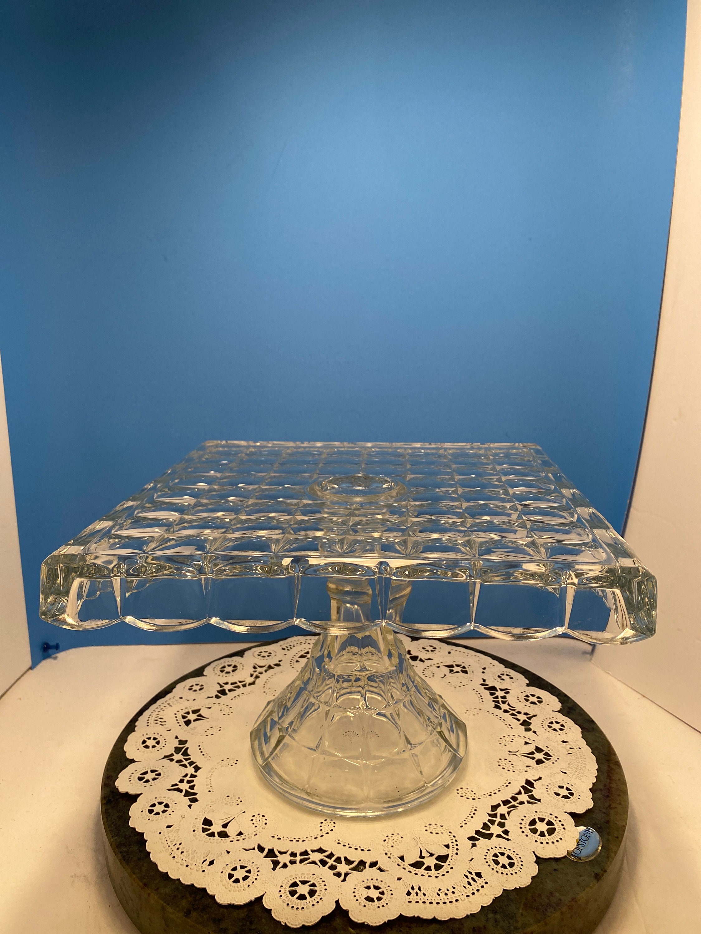 Vintage Indiana Glass 10 Square Cake Stand. - Etsy