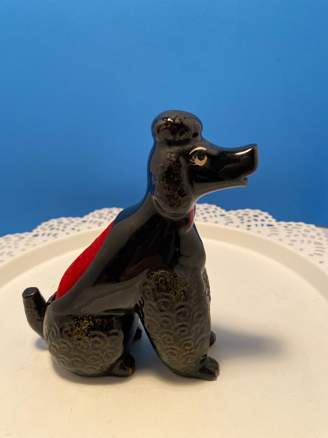 Vintage Ceramic Poodle Pin Cushion - Etsy