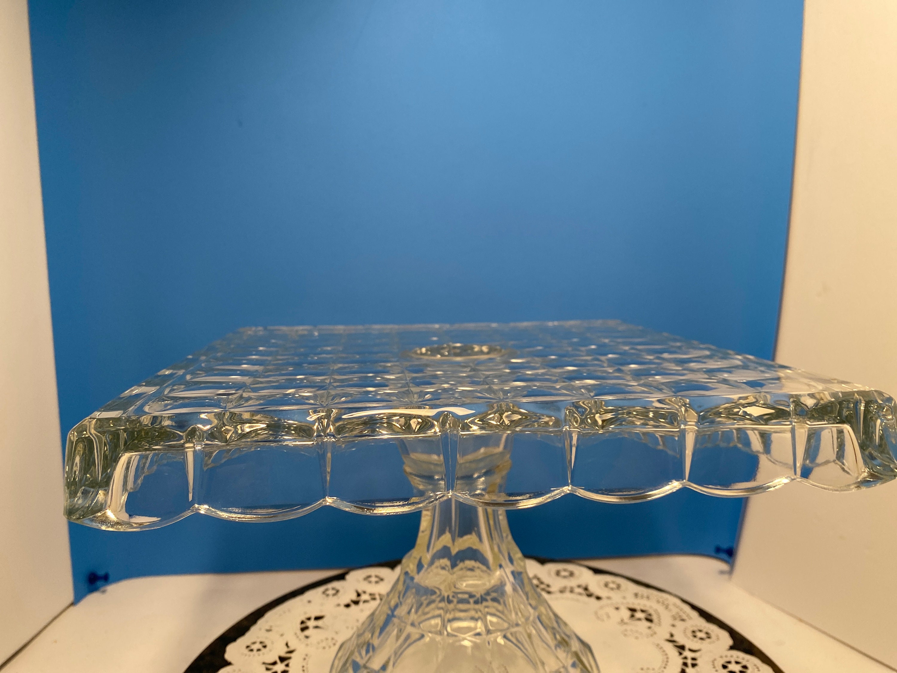Vintage Indiana Glass 10 Square Cake Stand. - Etsy