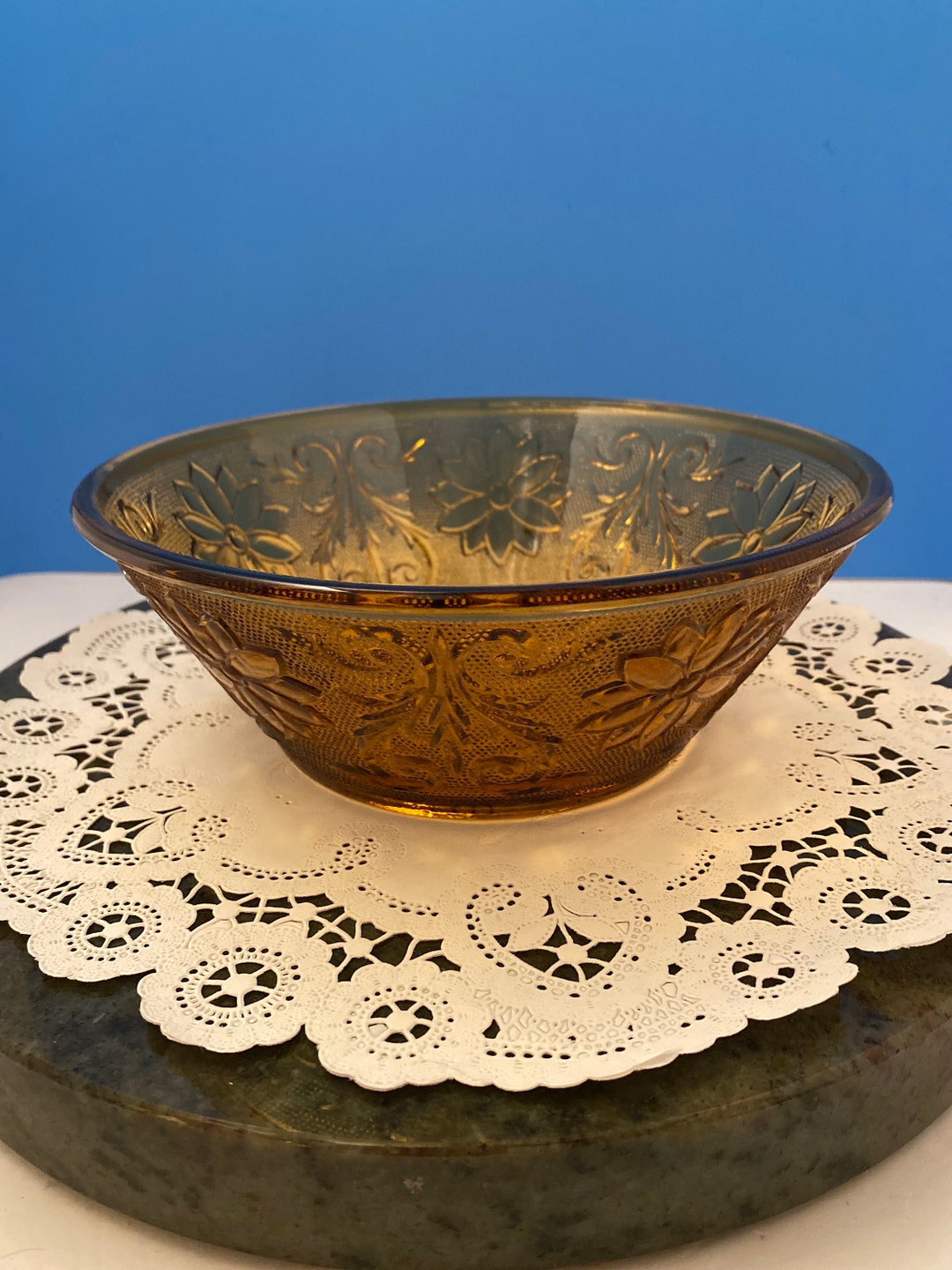 Vintage Tiara Indiana Glass Amber Sandwich Pattern Serving Bowl. - Etsy