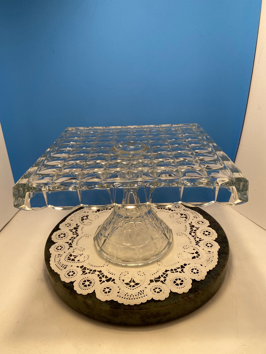 Vintage Indiana Glass 10 Square Cake Stand. - Etsy