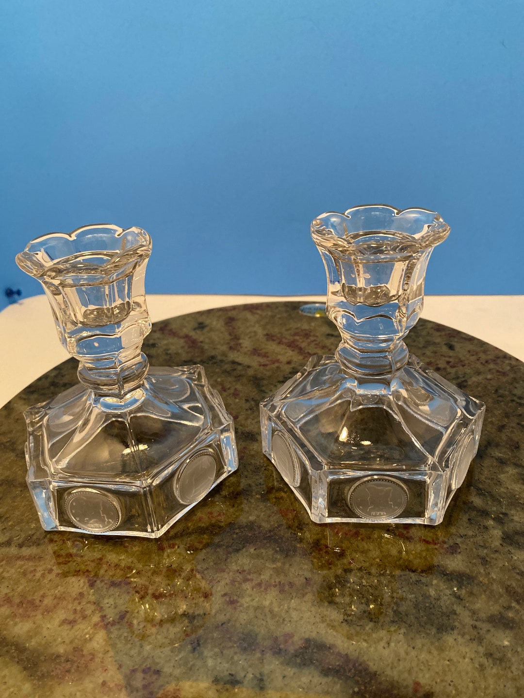 Fostoria Coin Dot Candlesticks - Etsy