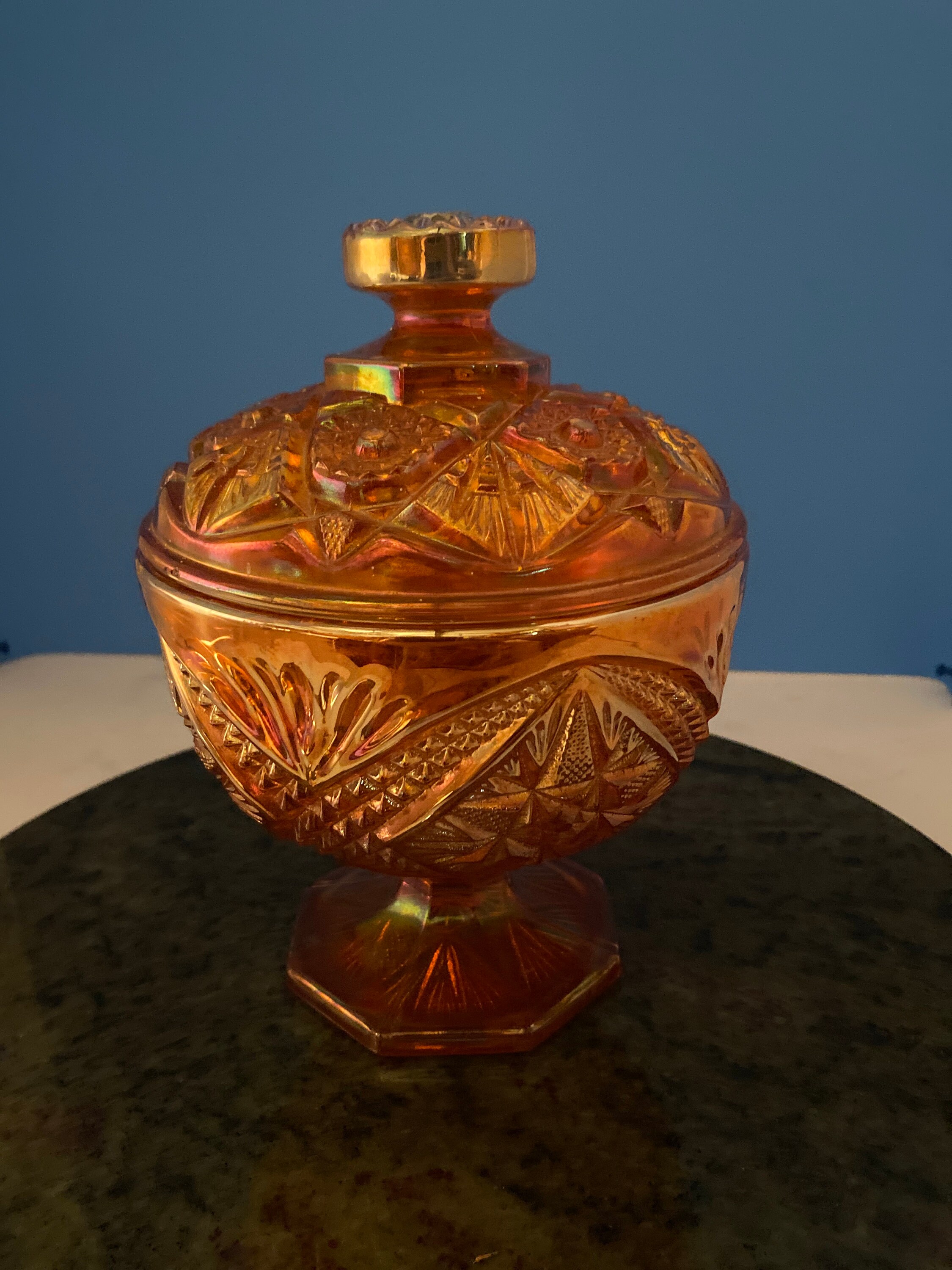 Antique Imperial Hob Star Marigold Candy Dish. - Etsy
