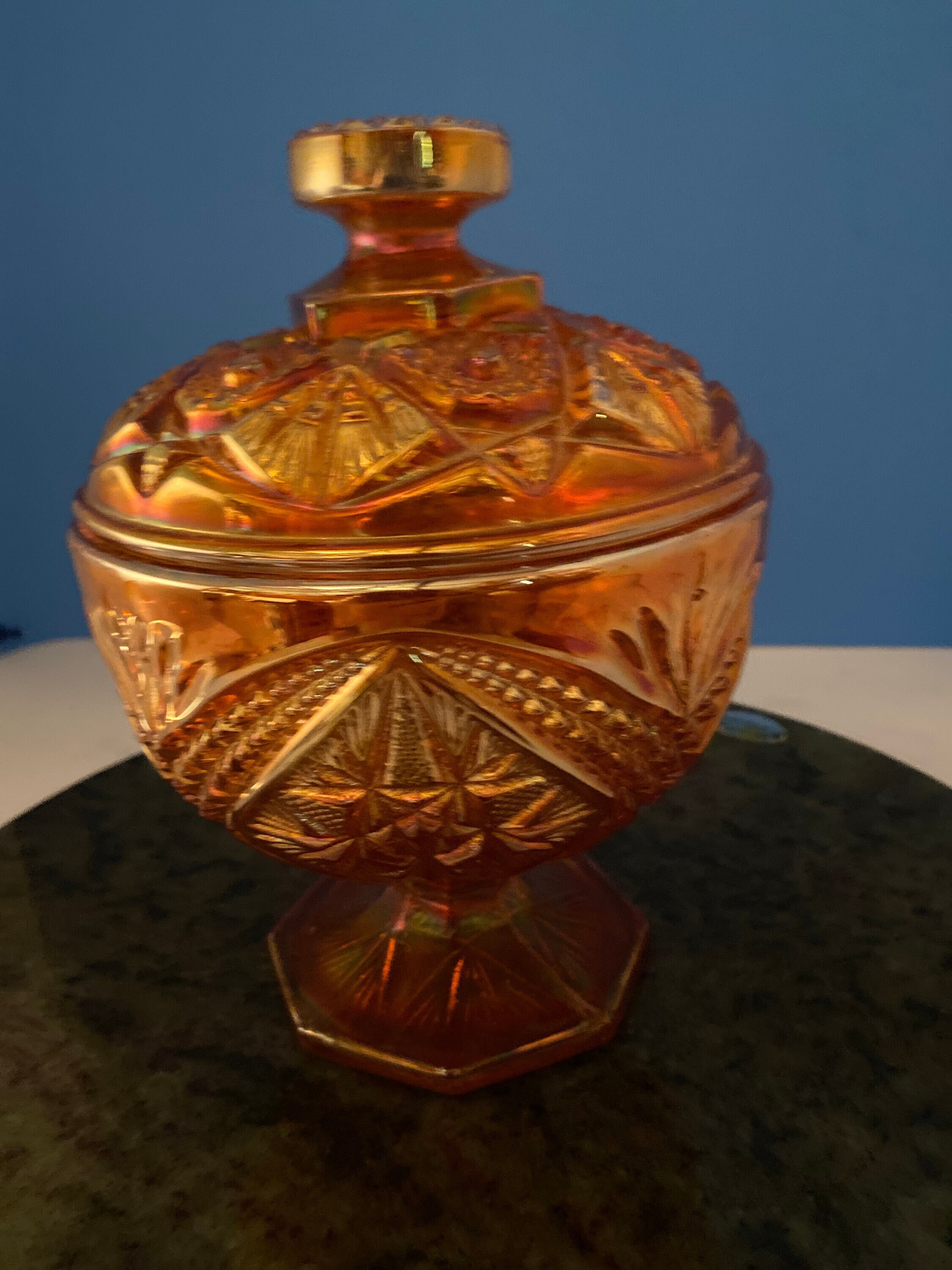 Antique Imperial Hob Star Marigold Candy Dish. - Etsy