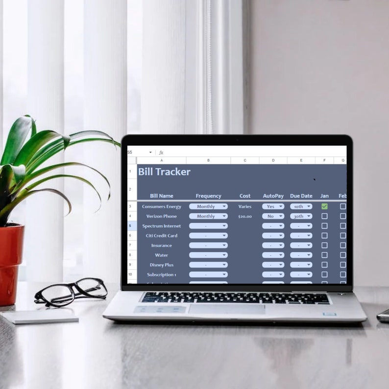 Bill Tracker | Subscription Tracker | Bill Planner | Google Sheets ...