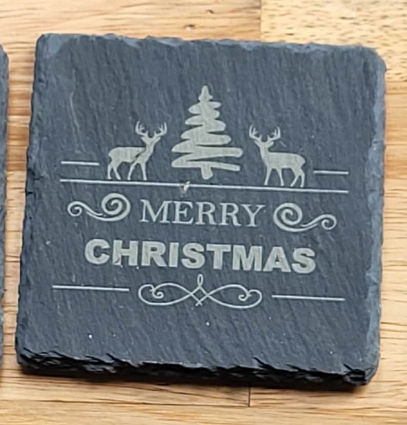 Personalised Christmas Holiday Themed Natural Slate Coaster - Etsy UK