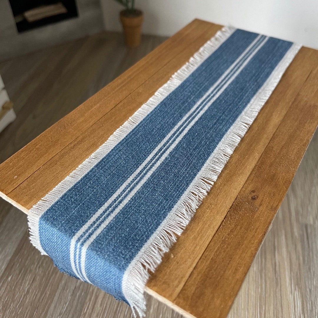 Miniature Blue Striped Table Runner - Etsy