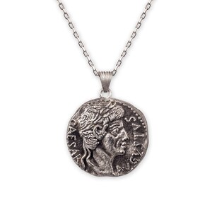 Bust of Augustus Caesar Oxidized Silver Reproduction Coin Pendant ...