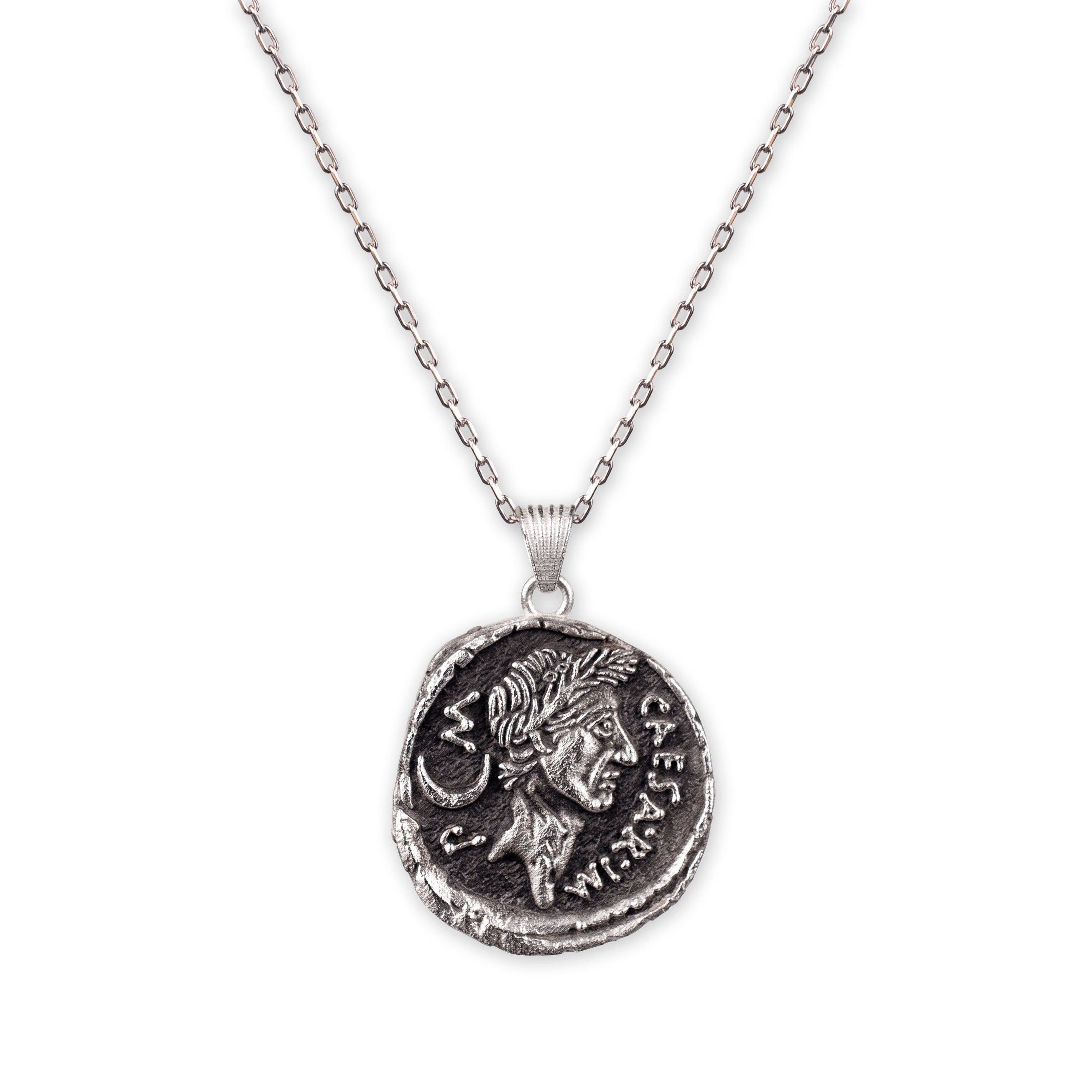 Bust of Julius Caesar Oxidized Silver Reproduction Coin Pendant ...