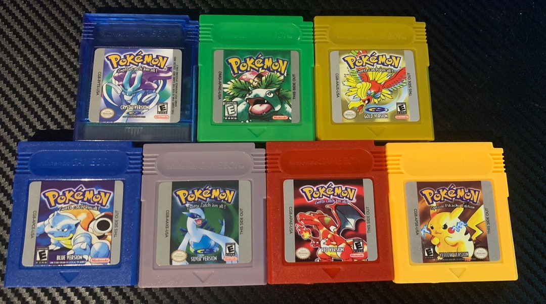 Pokémon Red, Blue, Yellow, Silver, Gold, Crystal & Green for Gameboy ...