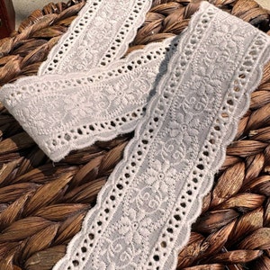 Embroidered Cotton Lace Trim: Crochet 2-inch Off-white Eyelet Ribbon - Etsy