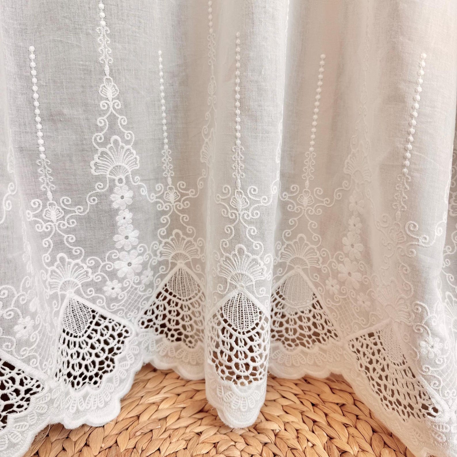 Eyelet Lace Cotton Fabric: Embroidered Floral Material, 52" Wide - Etsy