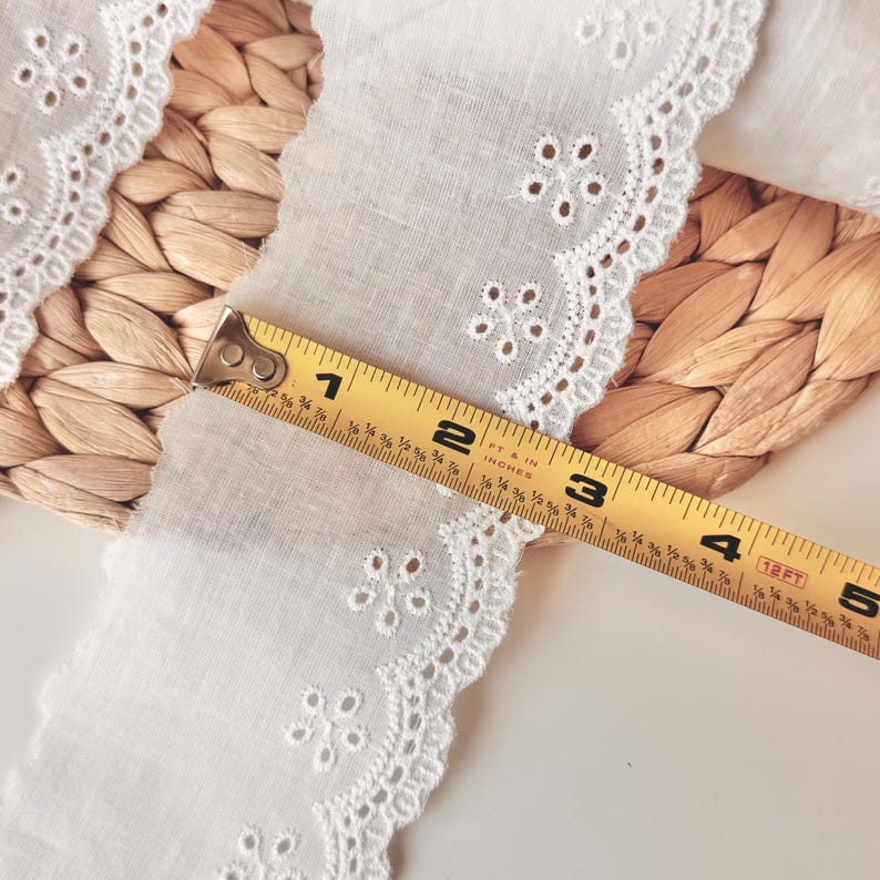 Cotton Eyelet Lace Trim: 2.5" Embroidered Floral Scalloped Ribbon - Etsy