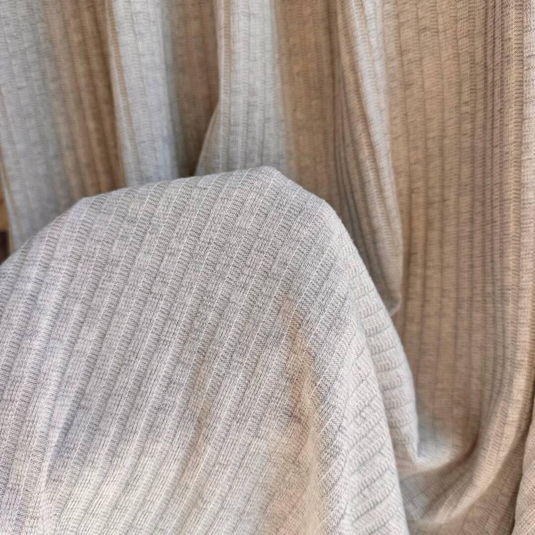 Gray Rib Knit Fabric: 4-way Stretch Cotton Blend (51'' Wide) - Etsy