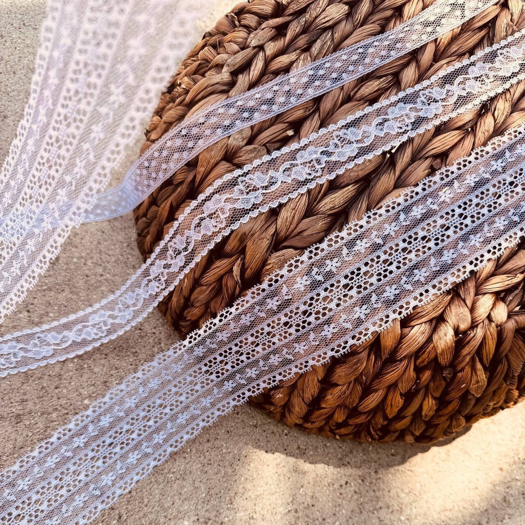 White Lace Trim, 10 Yards Tiny Ribbon Nylon Lace for Doll Clothes ...