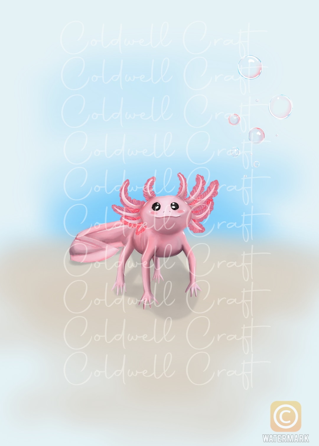 Happy-lotl Cute Digital Axolotl Drawing - Etsy