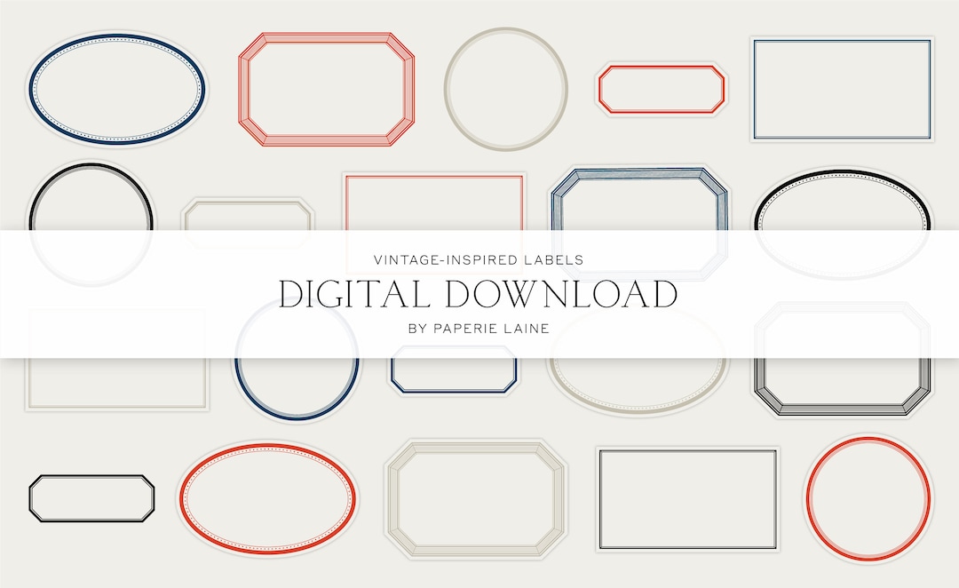 Printable Assortment of 20 Vintage-style Blank Labels / Digital ...